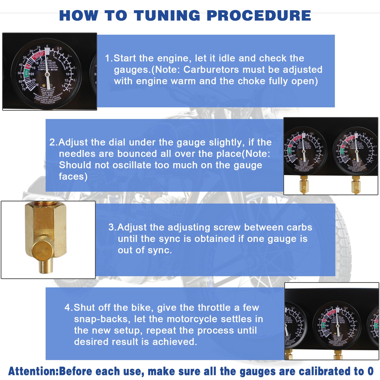 Motorcycle Fuel Vacuum Carburetor Synchronizer Carb Sync Gauge Fit for ...