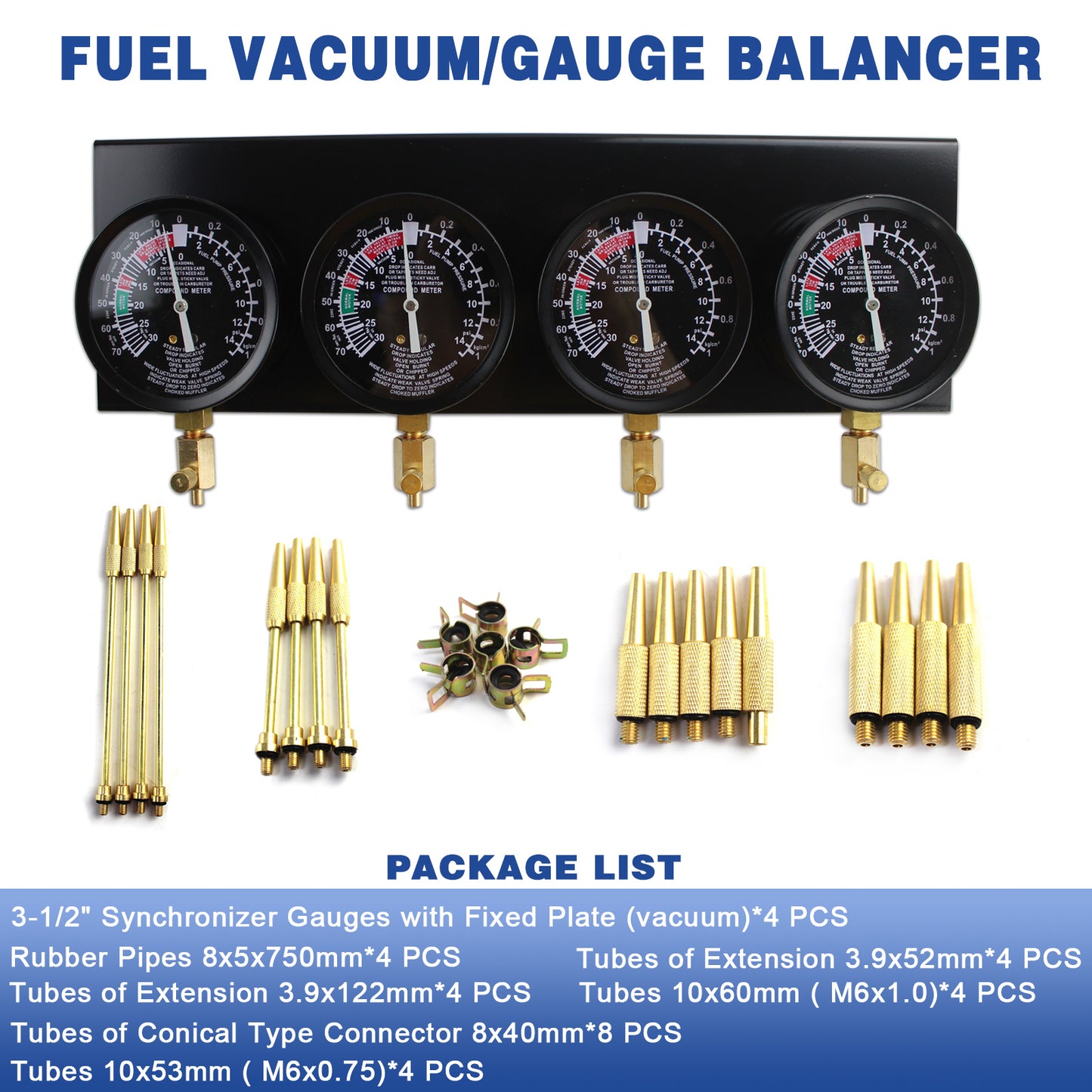 Motorcycle Fuel Vacuum Carburetor Synchronizer Carb Sync Gauge Fit for