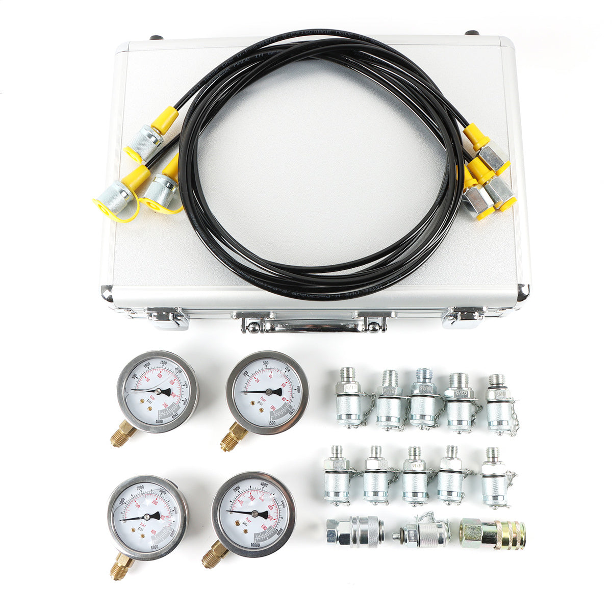 SINOCMP Hydraulic Pressure Test Kit 100/250/400/600 Bar 13 Couplings 4