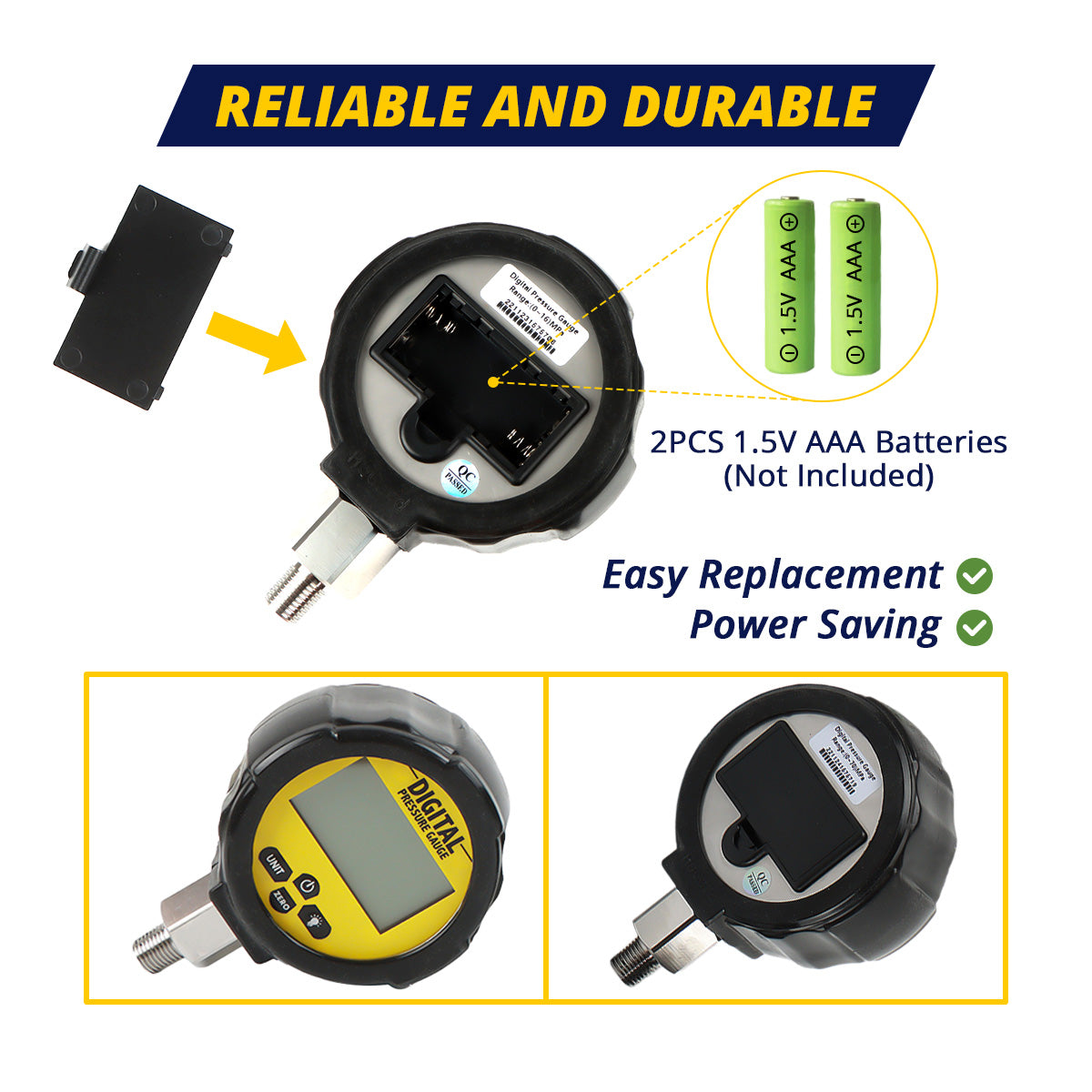 SINOCMP Digital Hydraulic Pressure Test Kit 70Mpa*2Gauge 16Mpa*1Gauge